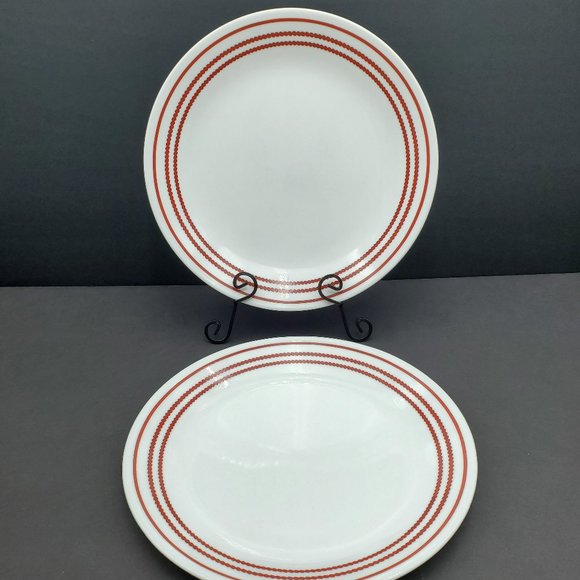 Corelle | Dining | Corelle Ruby Red Dinner Plates Dark Red Dots Rim ...